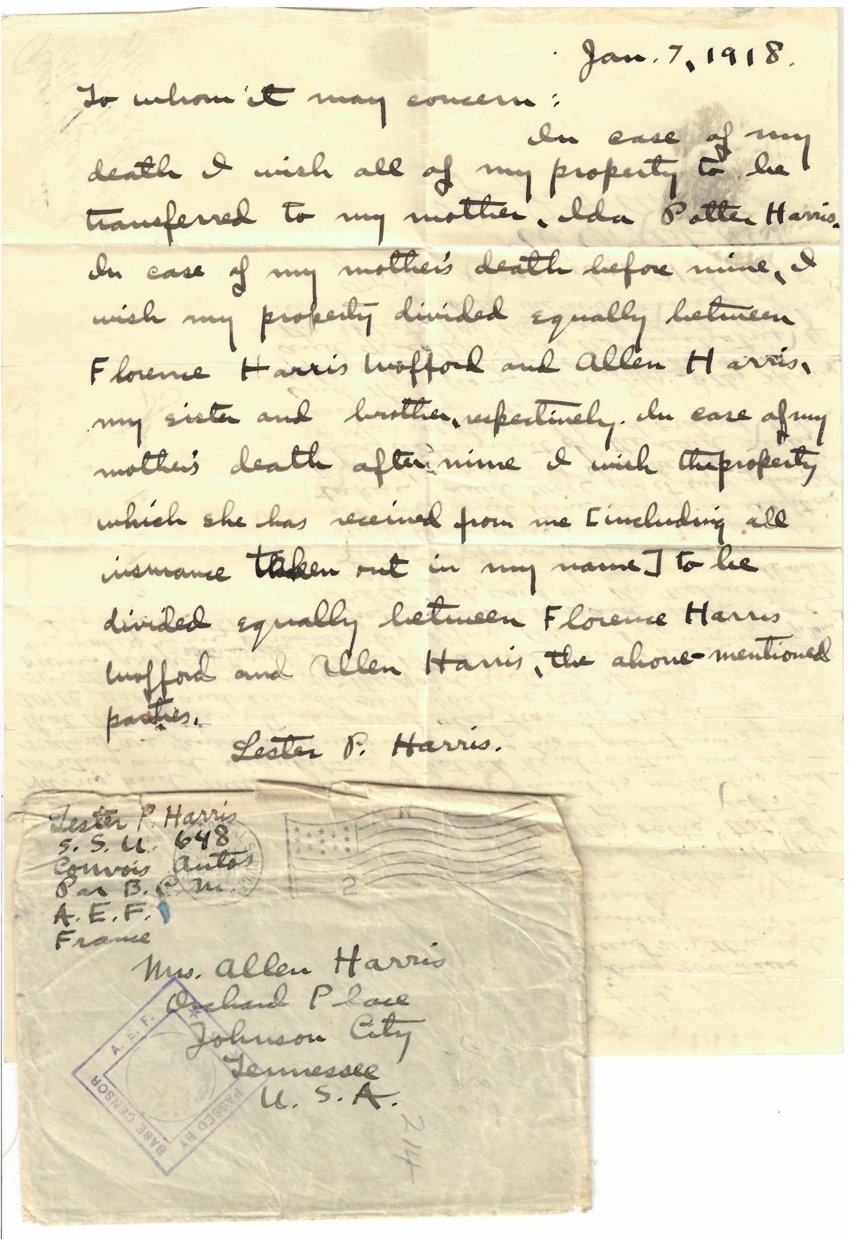 Harris, Lester — Will – Washington County, Tennessee Department of ...