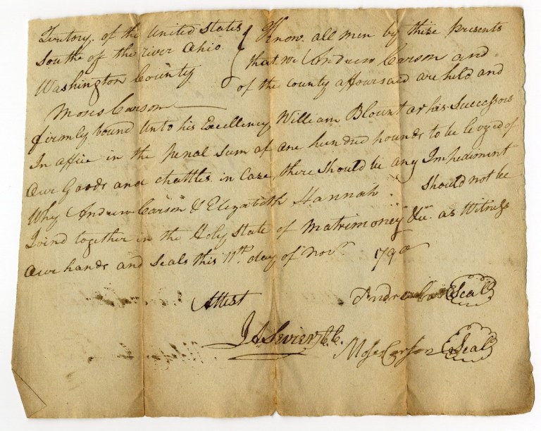 Carson, Andrew and Elizabeth Hannah, 1790 – Washington County ...