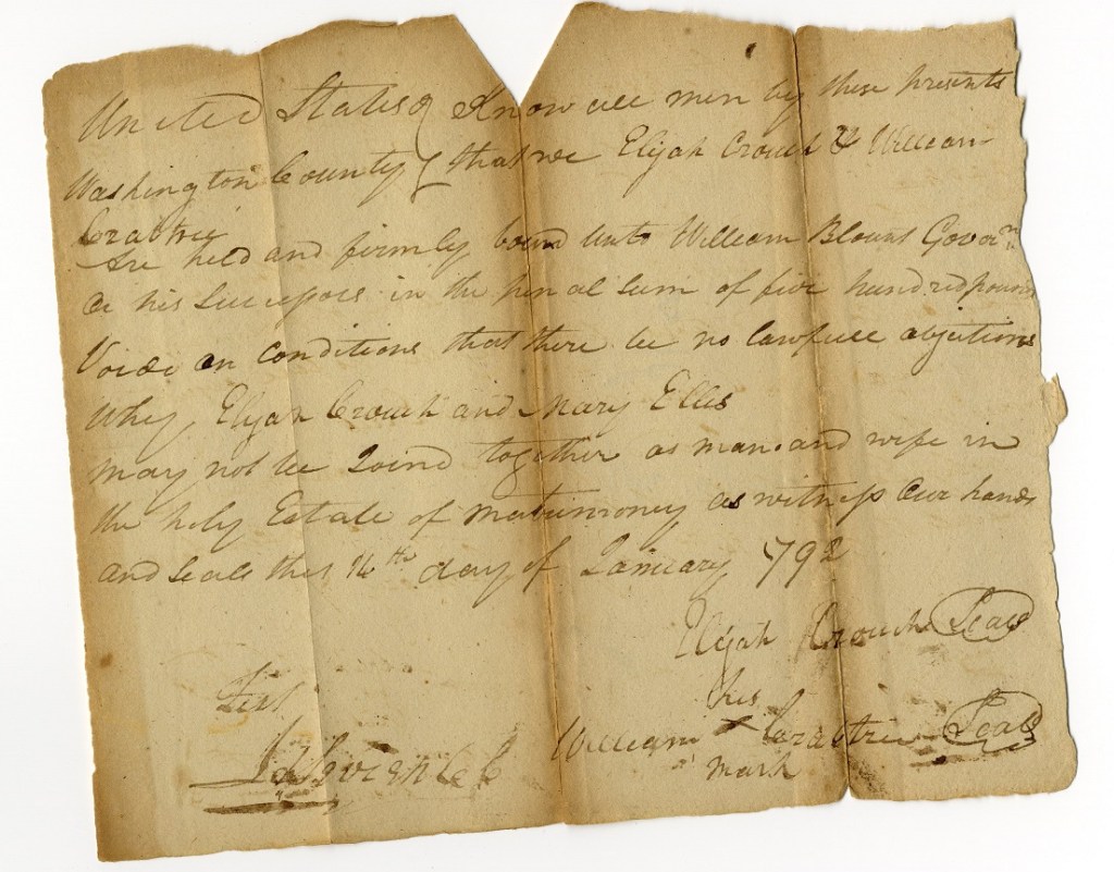 Crouch, Elijah and Mary Ellis, 1792 | Washington County, Tennessee ...