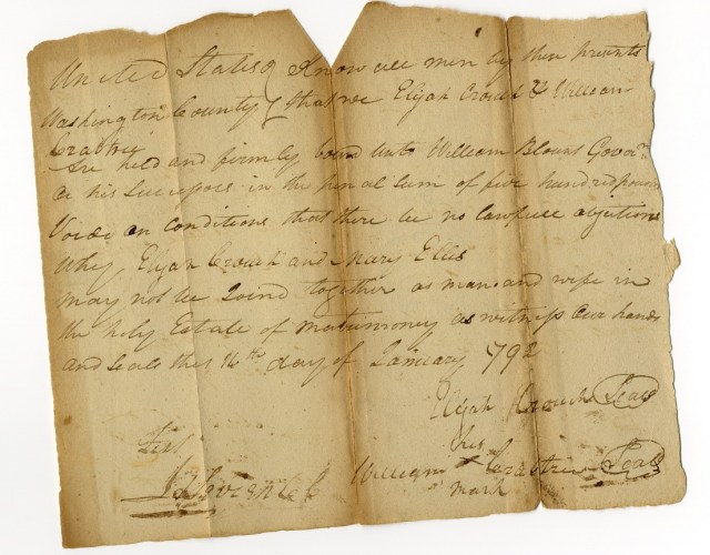 Crouch, Elijah and Mary Ellis, 1792 | Washington County, Tennessee ...