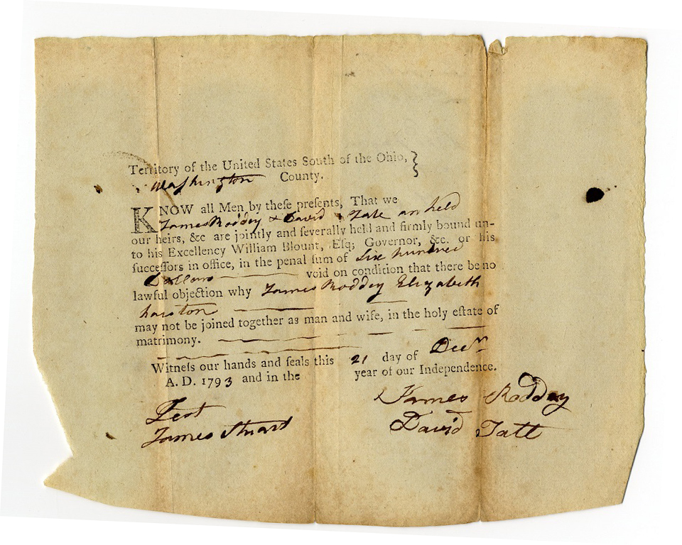 Roddey, James and Elizabeth Harston, 1793 – Washington County ...