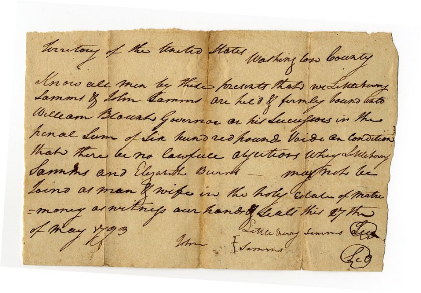 Samms, Littleberry and Elizabeth Burns, 1793 – Washington County ...