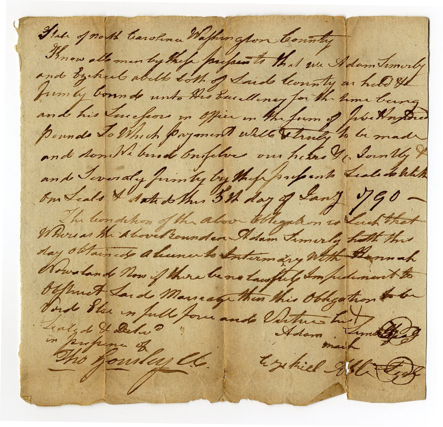 Simerly, Adam and Hannah Nowland, 1789 – Washington County, Tennessee ...